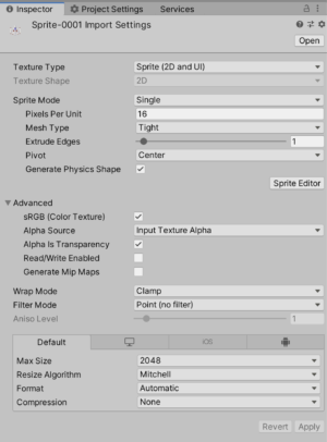 Unityでドットがぼやけないようにする方法 | H.T.Project Games